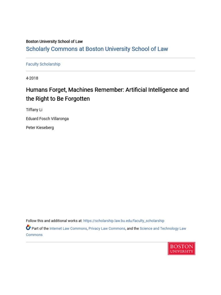 Humans Forget Machines Remember - Artificial Intelligence and The | PDF ...