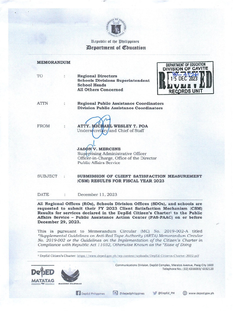 Memorandum CSM | PDF