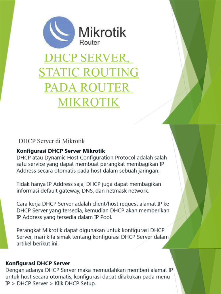 Materi DHCP Server Dan Statik Routing | PDF