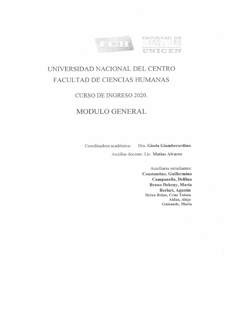 Módulo General UNICEN HUMANIDADES | PDF