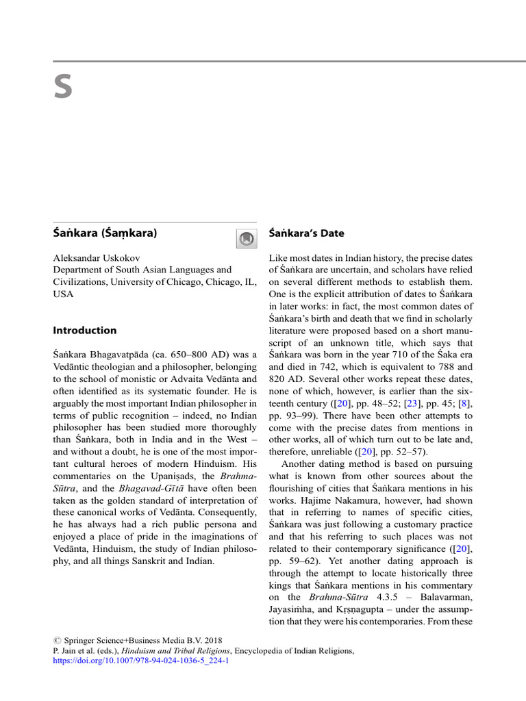 Śaṅkara: Life and Philosophical Impact | PDF