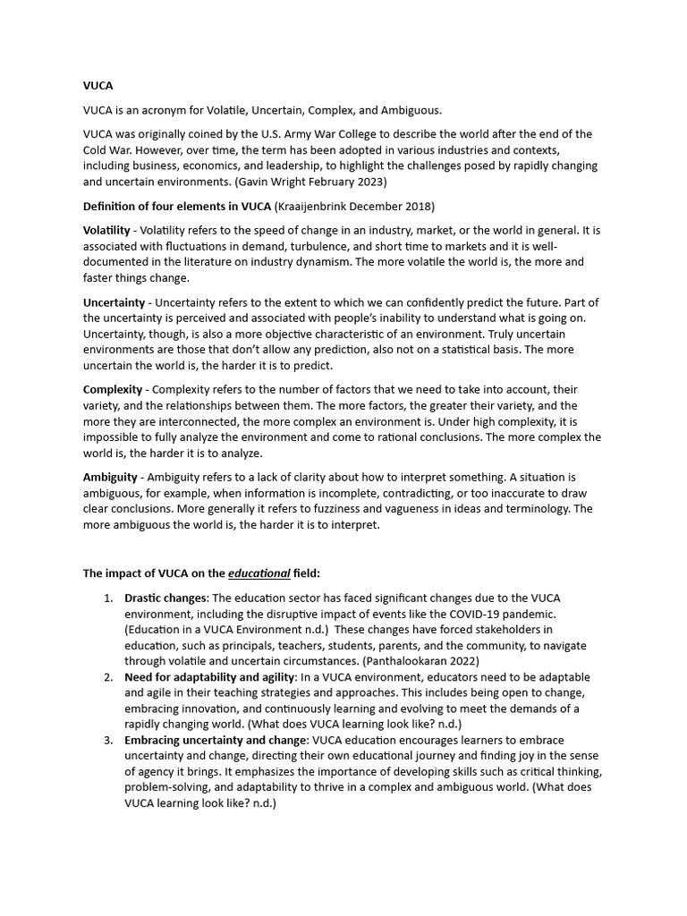 VUCA Driven World | PDF