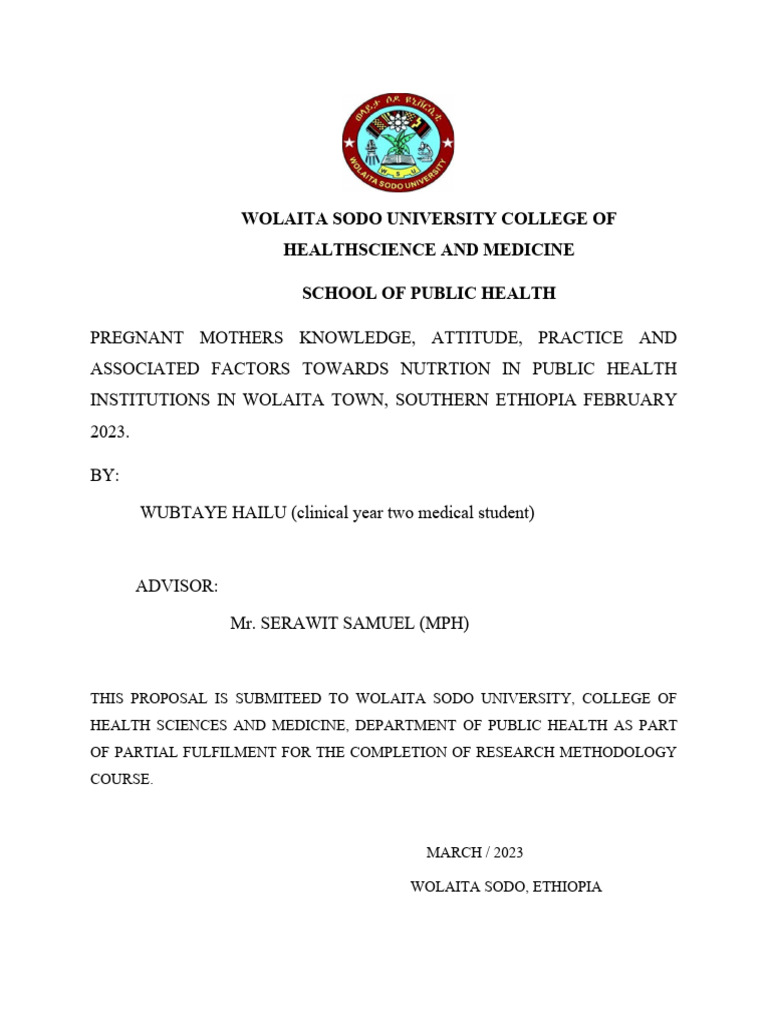Wubtaye Hailu Proposal | PDF | Maternal Health | Pregnancy