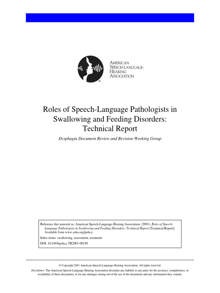 Roles of Speech-Language Pathologists in Swallowing and Feeding ...