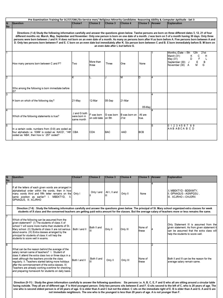 Part 3 Reasoning Set 3 | PDF
