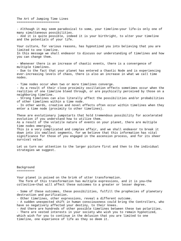 The Art of Jumping Time Lines | PDF | Reality | Experience