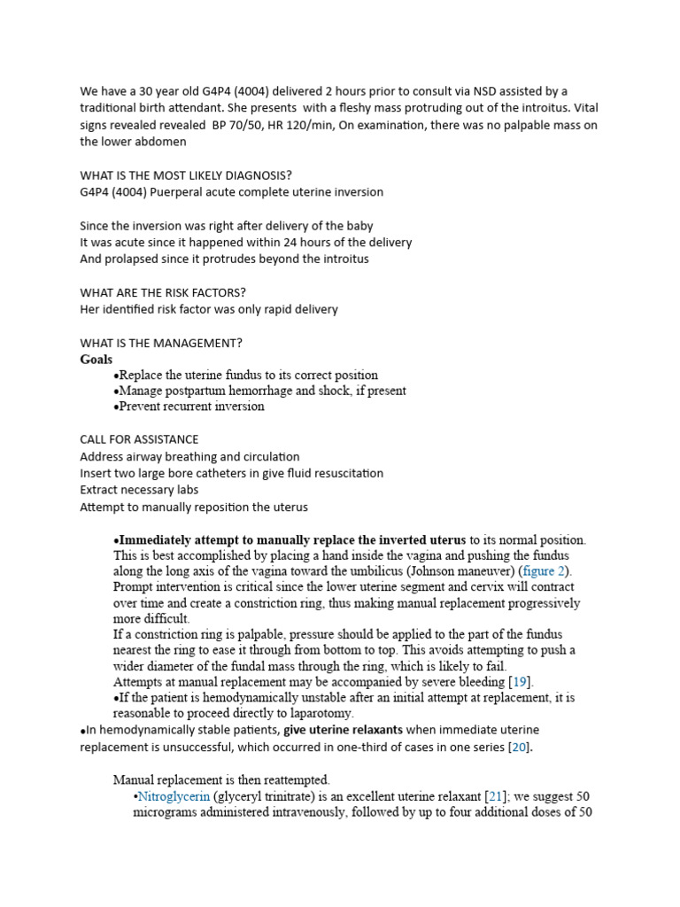 Uterine Inversion Script | PDF | Science & Mathematics