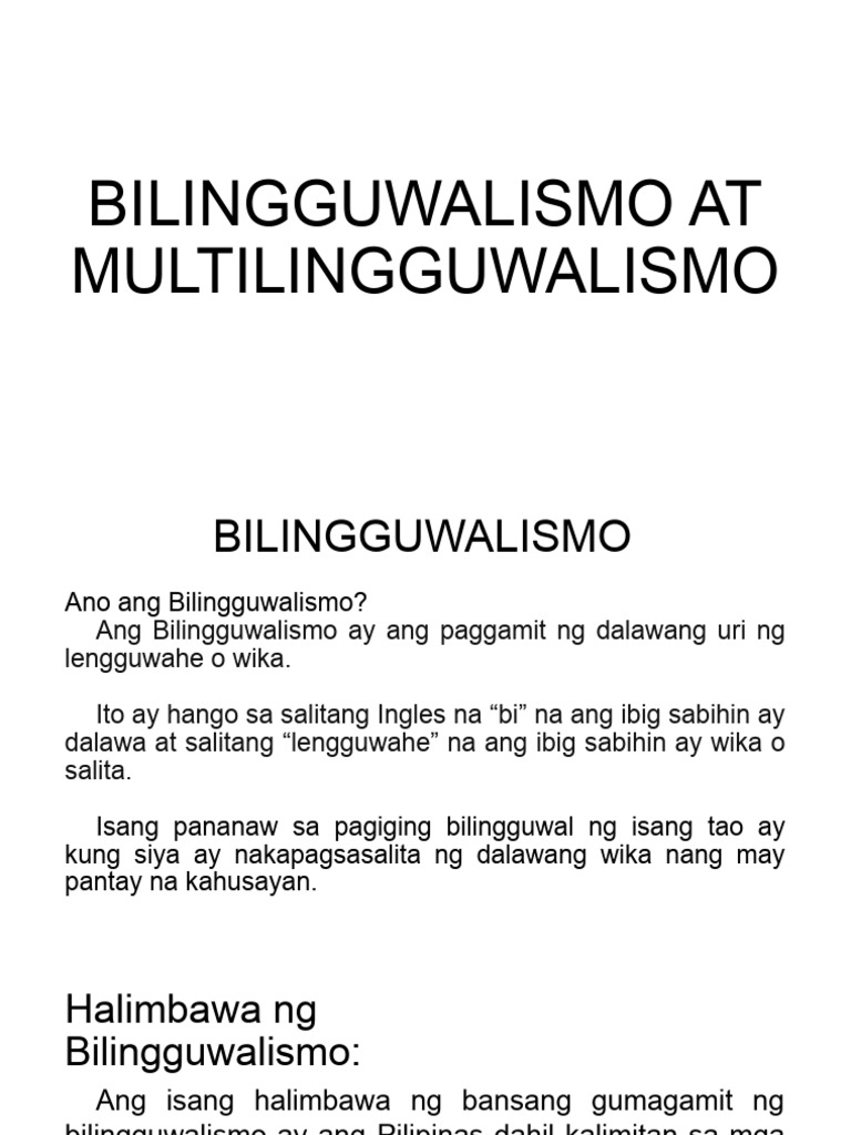 Bilingguwalismo at Multilingguwalismo | PDF