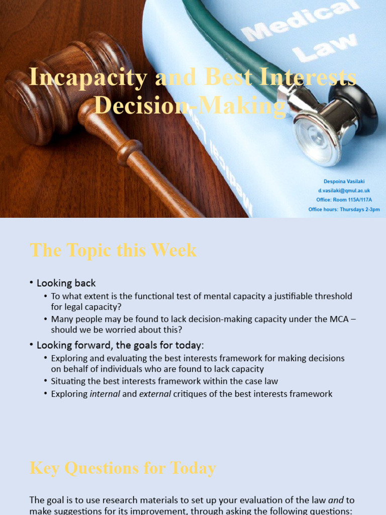 W4 Best Interests | PDF | Decision Making | Judgment (Law)