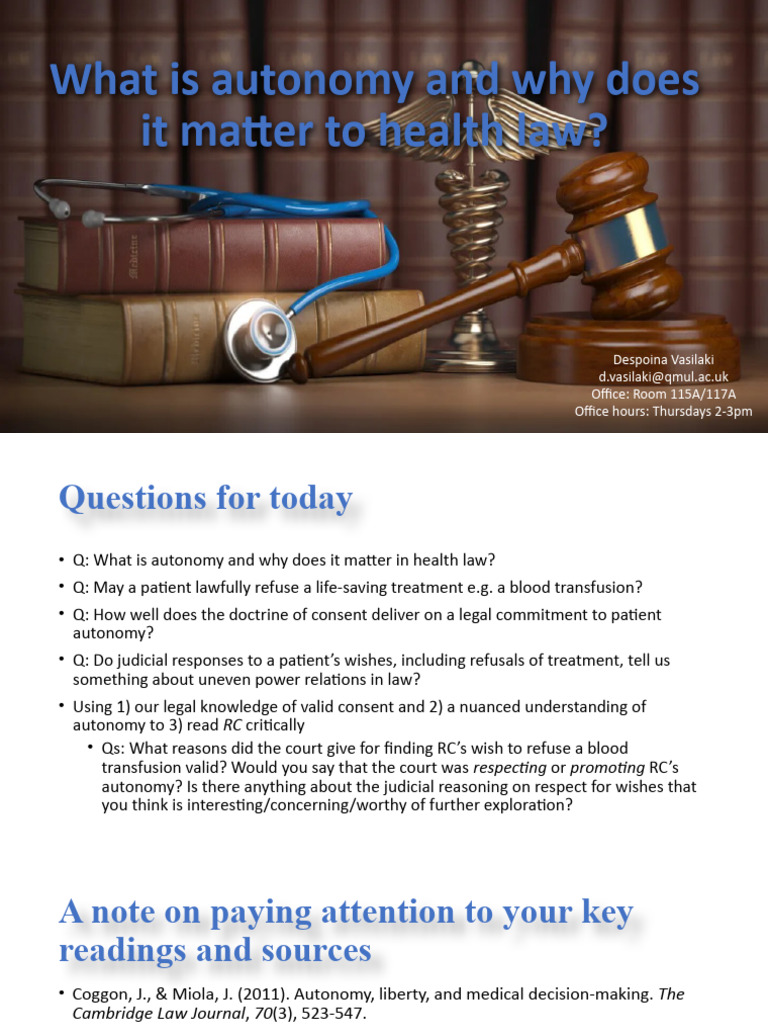 W2 Autonomy and Consent | PDF | Autonomy | Informed Consent