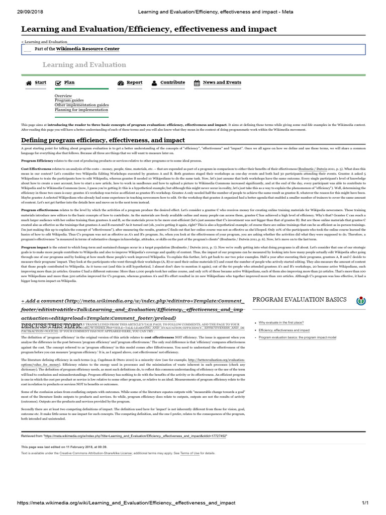 Learning and Evaluation - Efficiency, Effectiveness and Impact - Meta | PDF