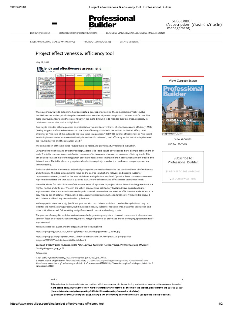 Project Effectiveness & Efficiency Tool - Professional Builder | PDF