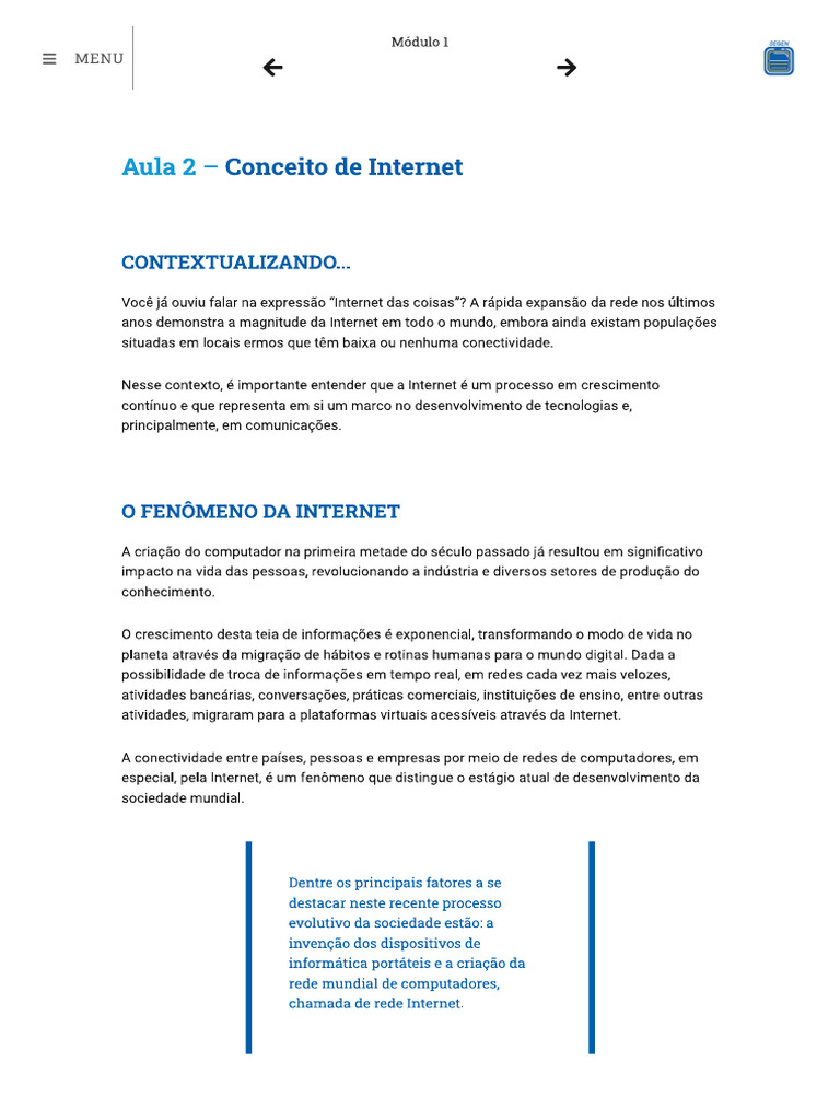Aula2-Conceito de Internet | PDF