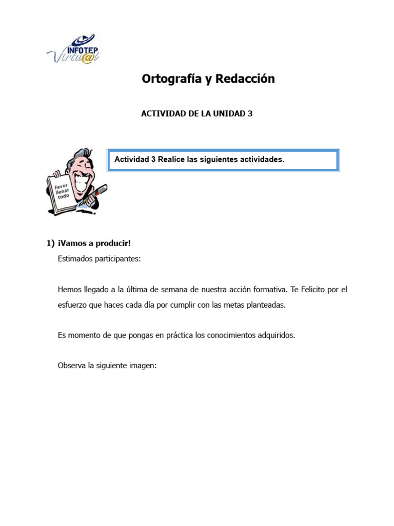 ORIBEL BELTRE Unidad 3 Ortografia y Redaccion | PDF