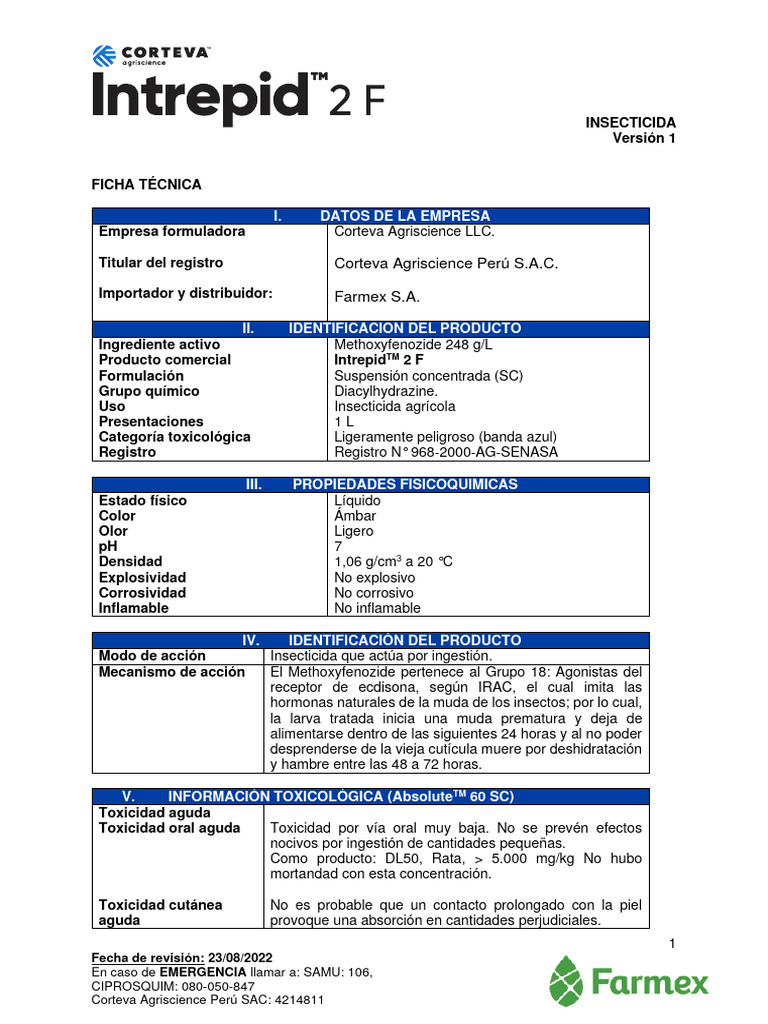 Intrepid - Farmex MANUEL | PDF | Insecticida | Química