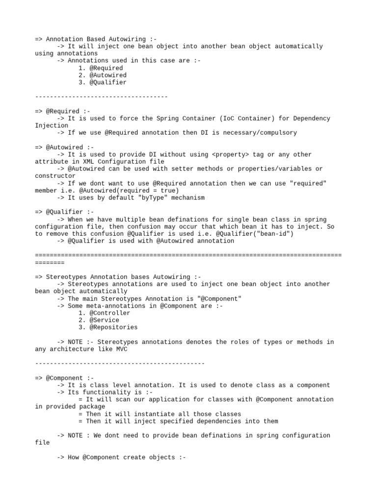 Autowirnig Annotation Stereotype Based Lyst8375 | PDF