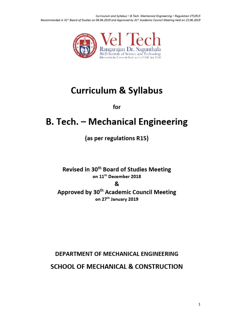 B.Tech (Mechanical) - Curriculum & Syllabus | PDF | Beam (Structure ...