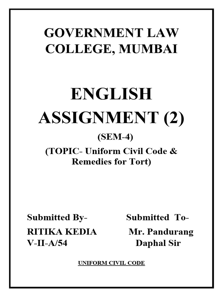 Legal Language Assignment Sem2 V-I-A-68 (Ucc) | PDF | Social Science | Law
