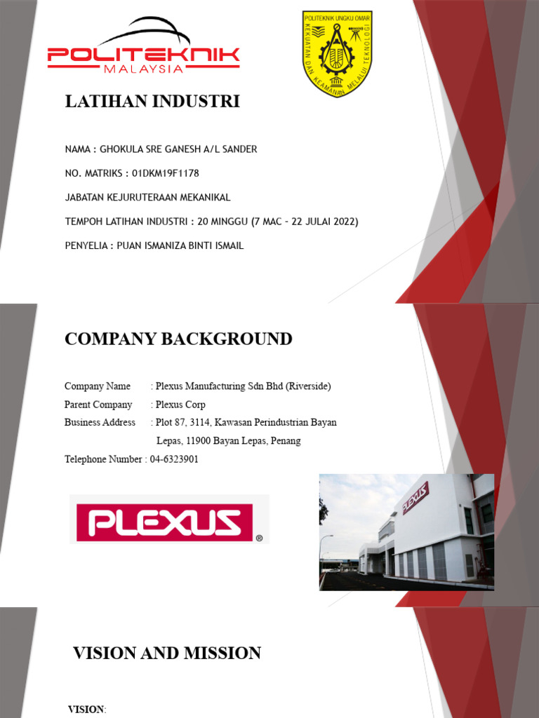Industrial Training at Plexus | PDF | Business | Technology & Engineering
