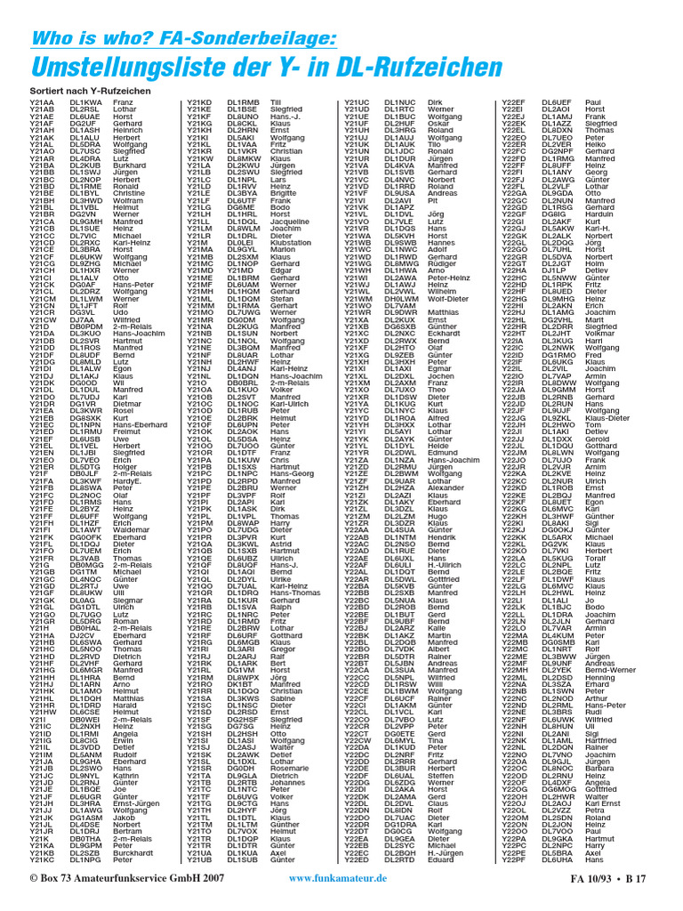 DDR Rufzeichenliste Y2 | PDF