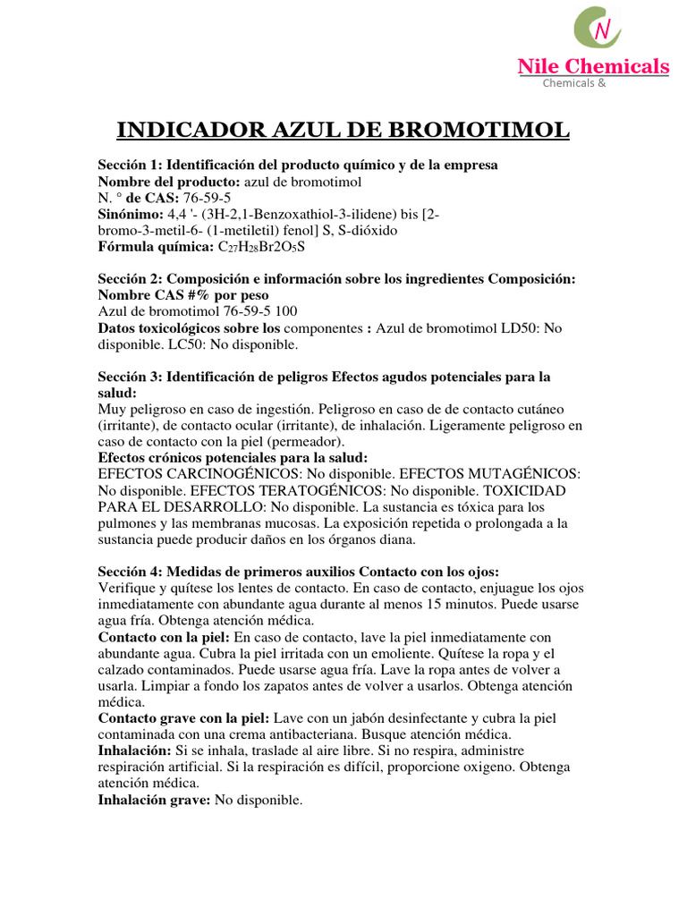 Azul de Bromotimol | PDF | Agua | Solubilidad
