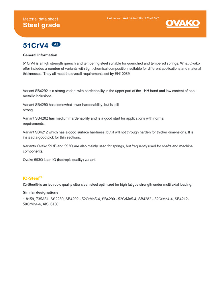 Steel Grade: Material Data Sheet | PDF | Steel | Strength Of Materials