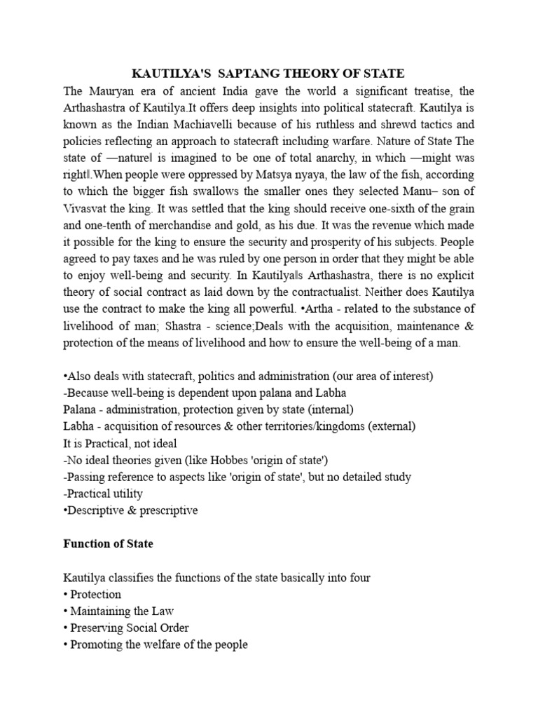 Kautilya's Saptanga Theory Explained | PDF