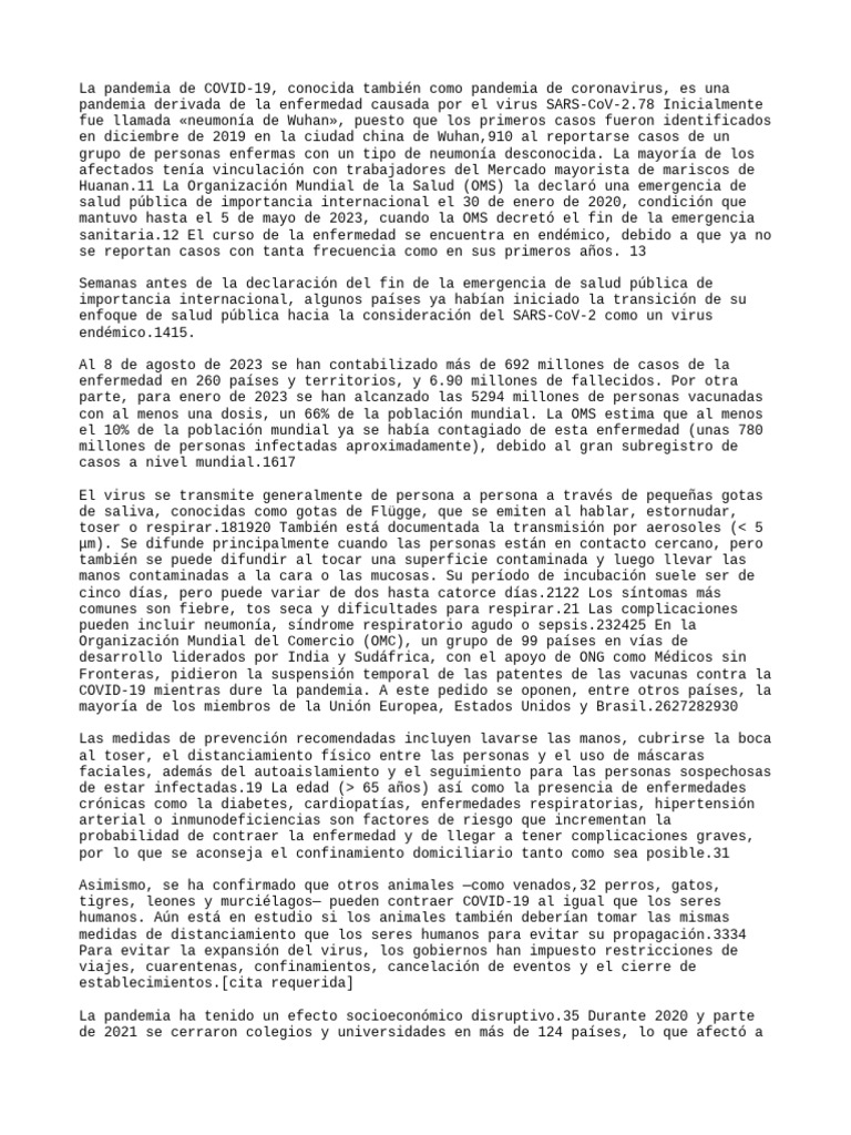 La Pandemia de COVID-19 | PDF | Especialidades Medicas | Enfermedades y ...