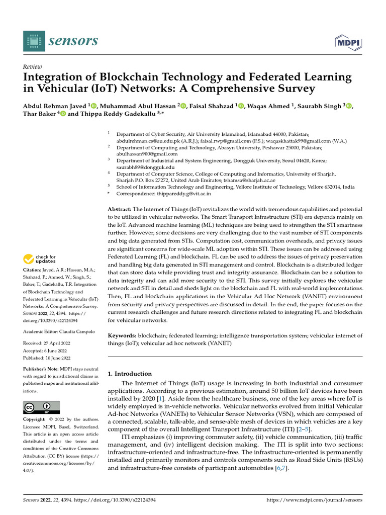 Sensors 22 04394 | PDF | Machine Learning | Computer Network