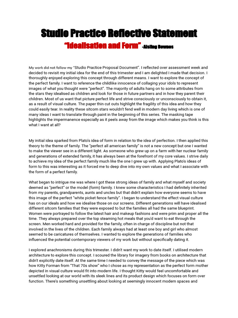 Studio Practice Reflective Statement | PDF | Composition (Visual Arts) | Paintings