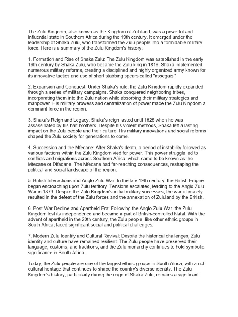 The Zulu Kingdom | PDF | Zulu Kingdom | Africa