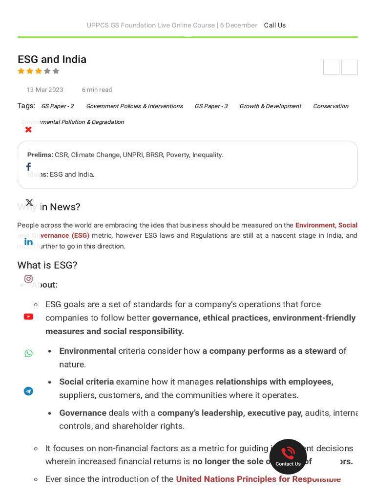 ESG and India NTP | PDF | Corporate Social Responsibility | Regulatory ...