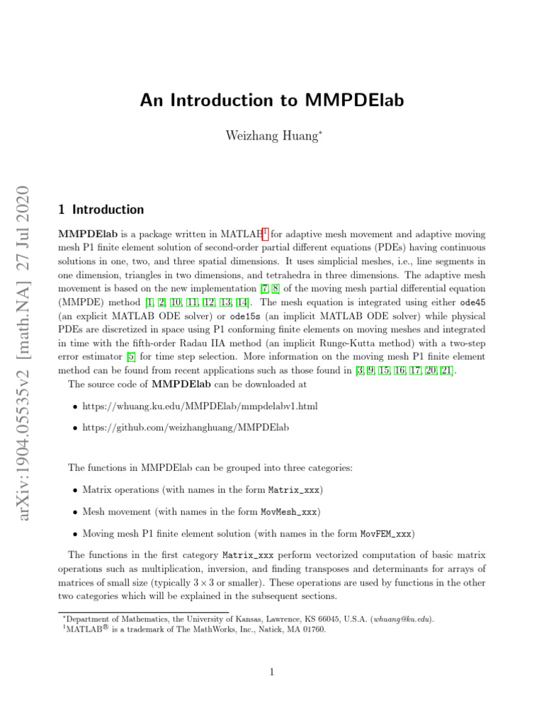 An Introduction to MMPDElab | PDF | Finite Element Method | Matrix (Mathematics)