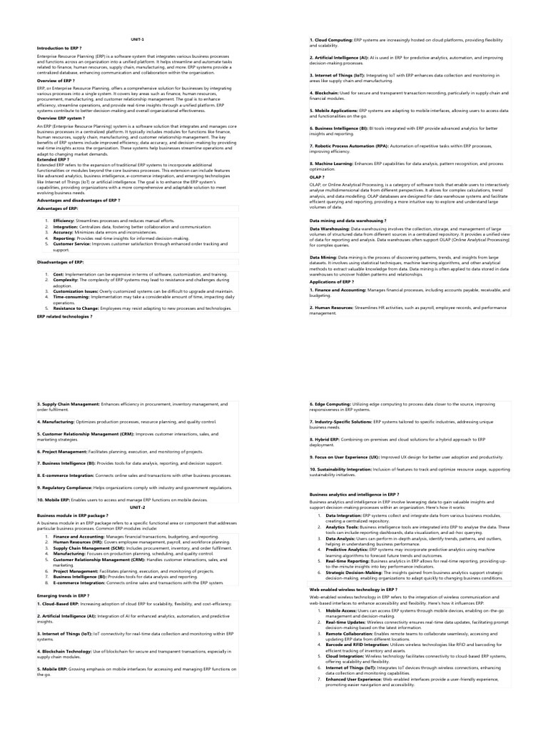 Erp All Units Notes | PDF Erp All Units Notes | PDF