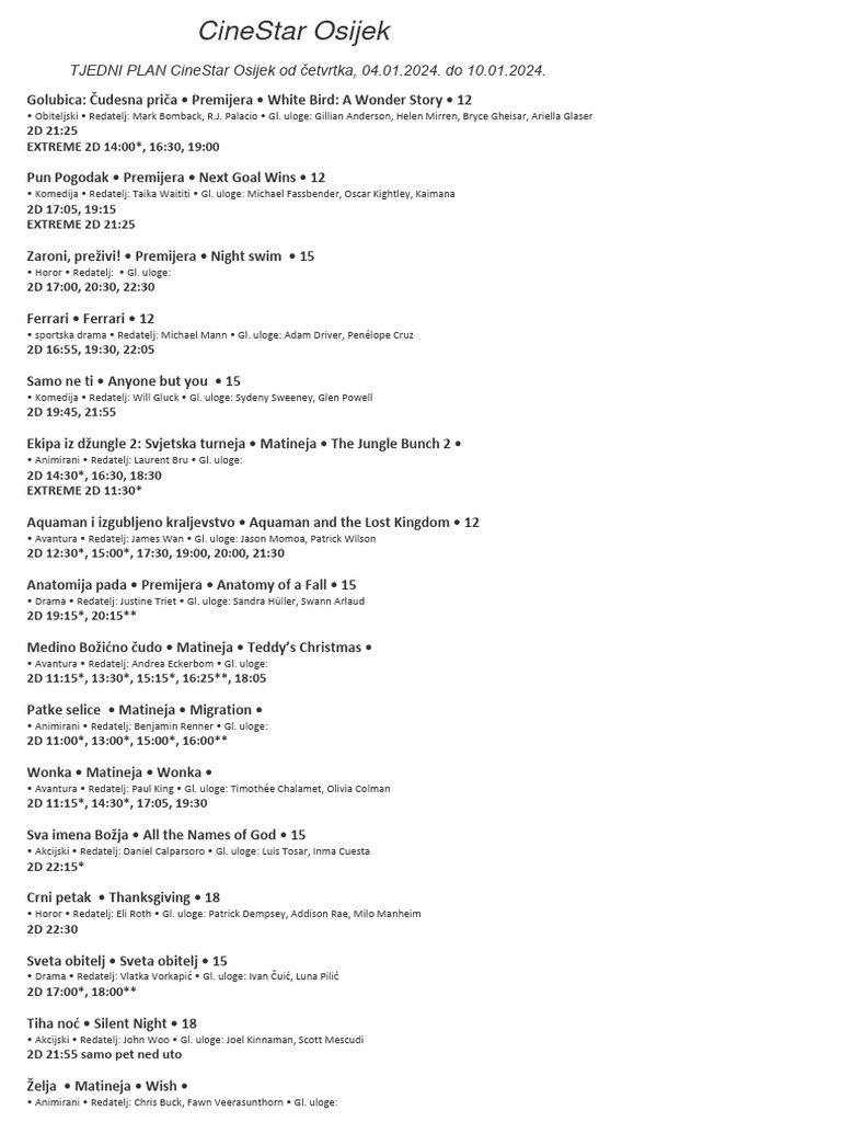 CineStar Osijek 04.01.2024 | PDF