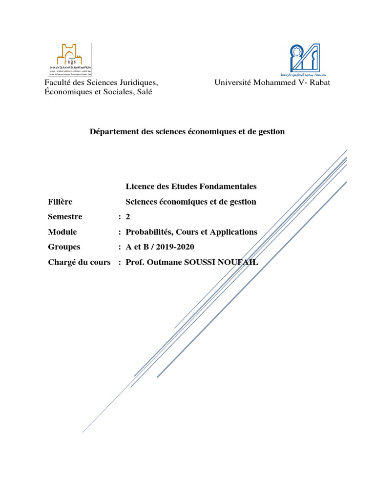 Pr. Soussi Cours-Probabilités-2019 | PDF