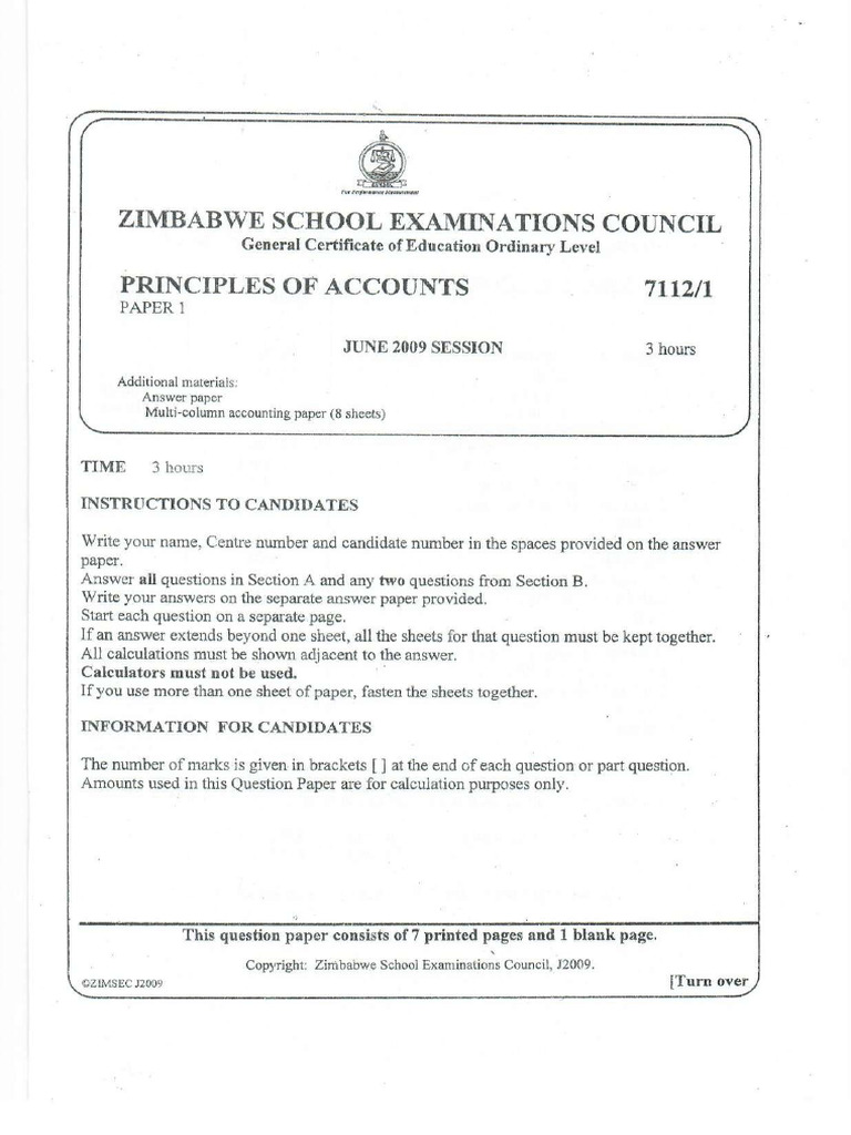 O-Levels Accounting 2009 | PDF