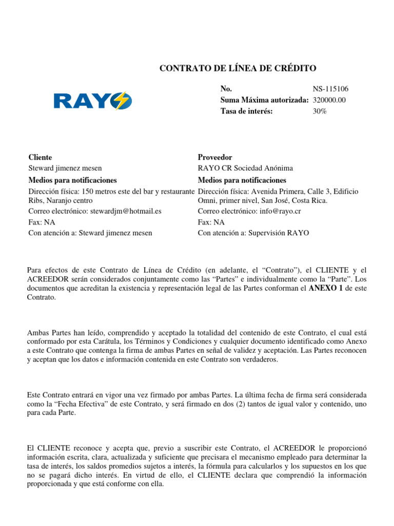 Contrato en Linea | Descargar gratis PDF | Crédito | Finanzas y ...