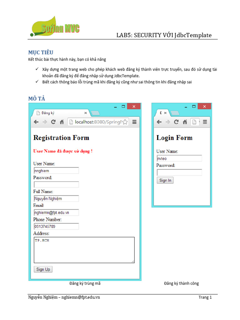Lab5 JdbcTemplate Security | PDF