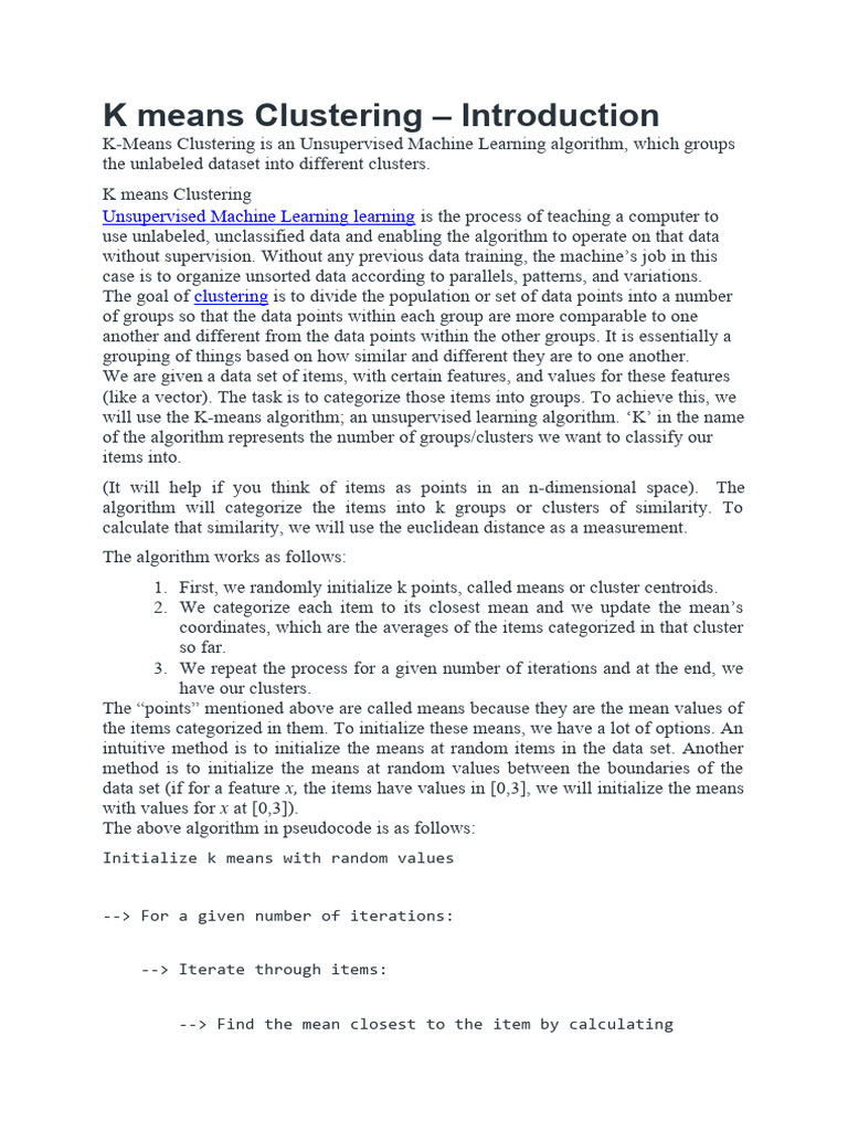 K Means Clustering | PDF | Cluster Analysis | Algorithms