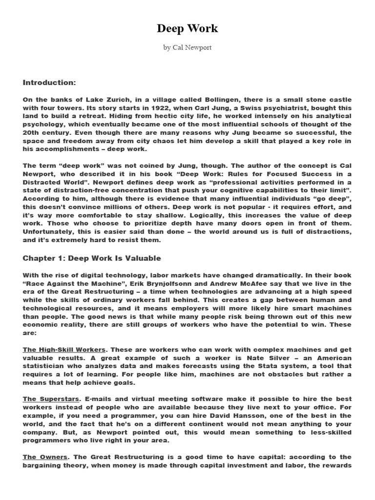 Cal Newport - Deep Work | PDF | Flow (Psychology) | Social Media