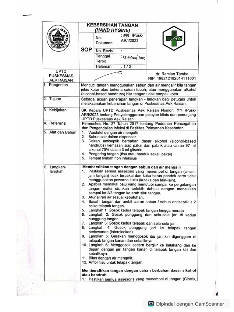 5.3.5 SOP Kebersihan Tangan | PDF