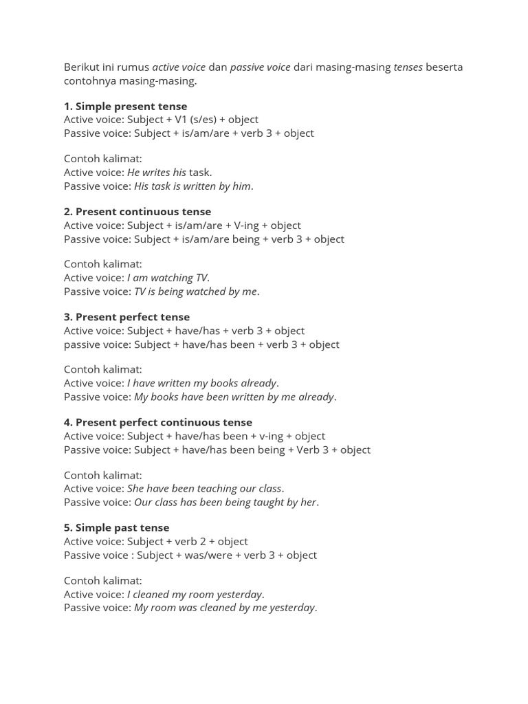 Rumus Passive Voice | PDF