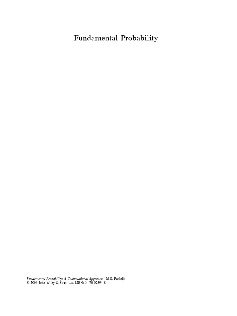 Fundamental Probability - 2006 - Paolella | PDF | Probability ...