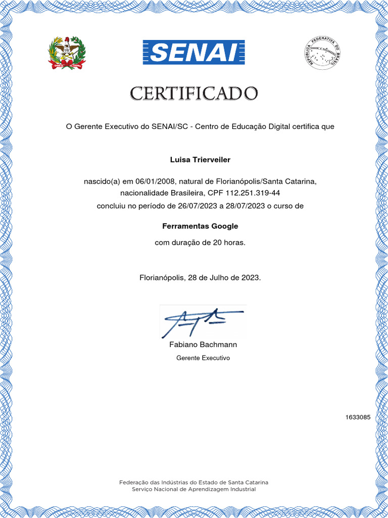Certificado Final - Luisa Trierveiler | PDF