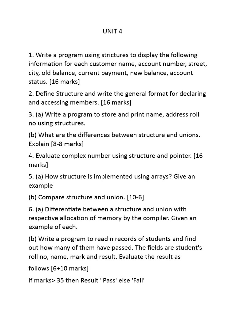 UNIT 4,5 Ques | Download Free PDF | Pointer (Computer Programming) | Programming