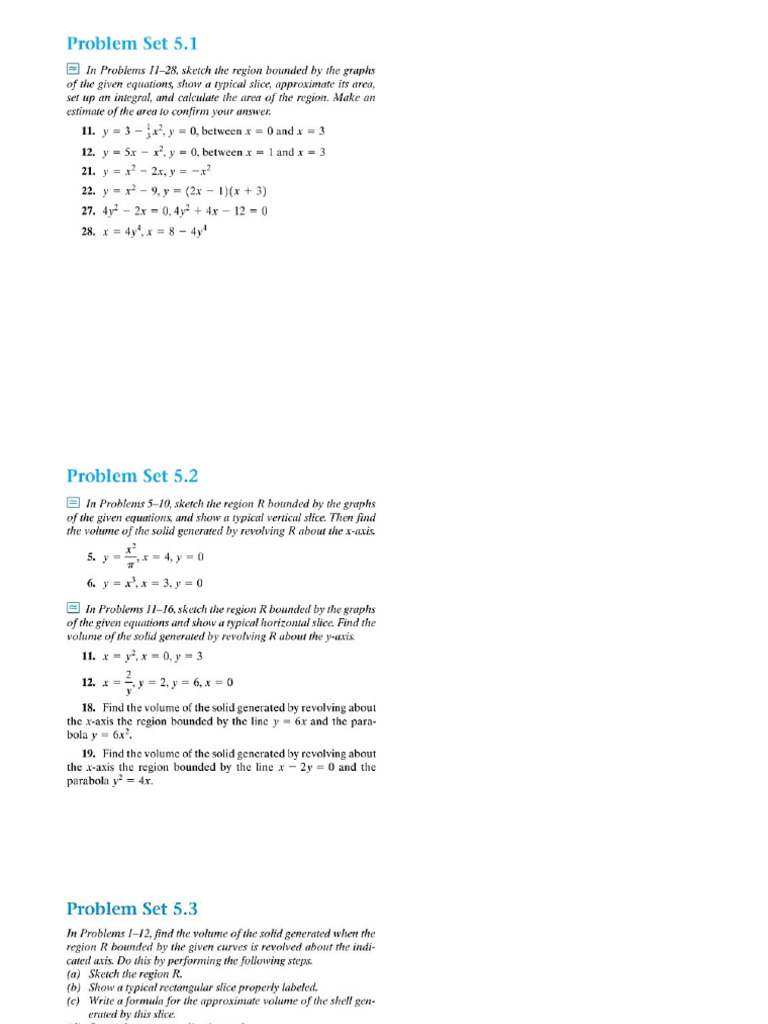Applications of The Integral - Problem Set | PDF