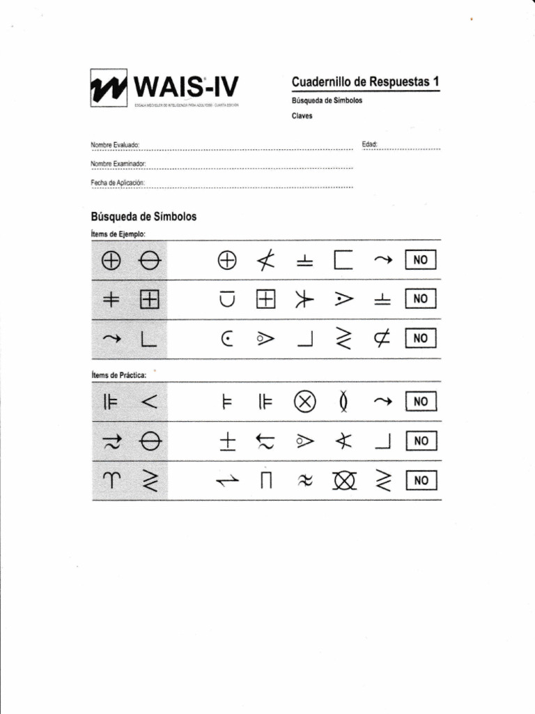 Búsqueda de Símbolos WAIS IV | PDF
