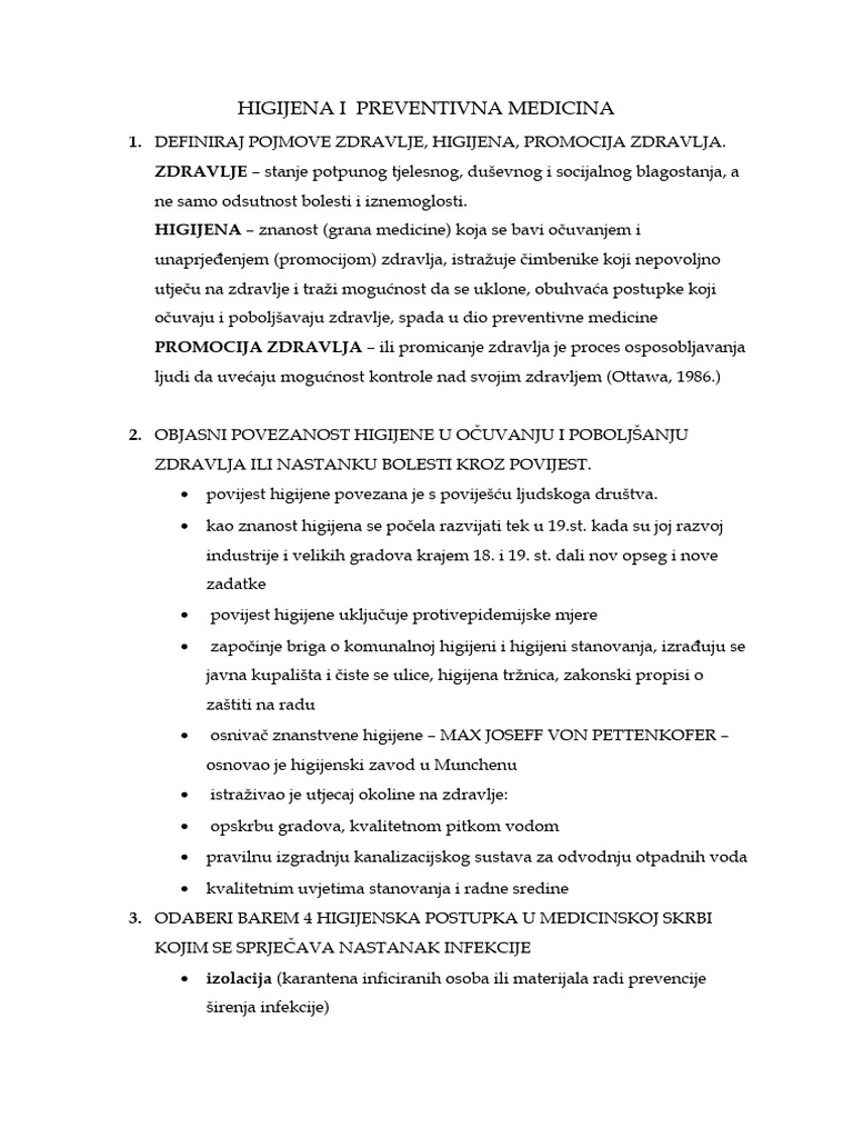 Higijena I Preventivna Medicina | PDF