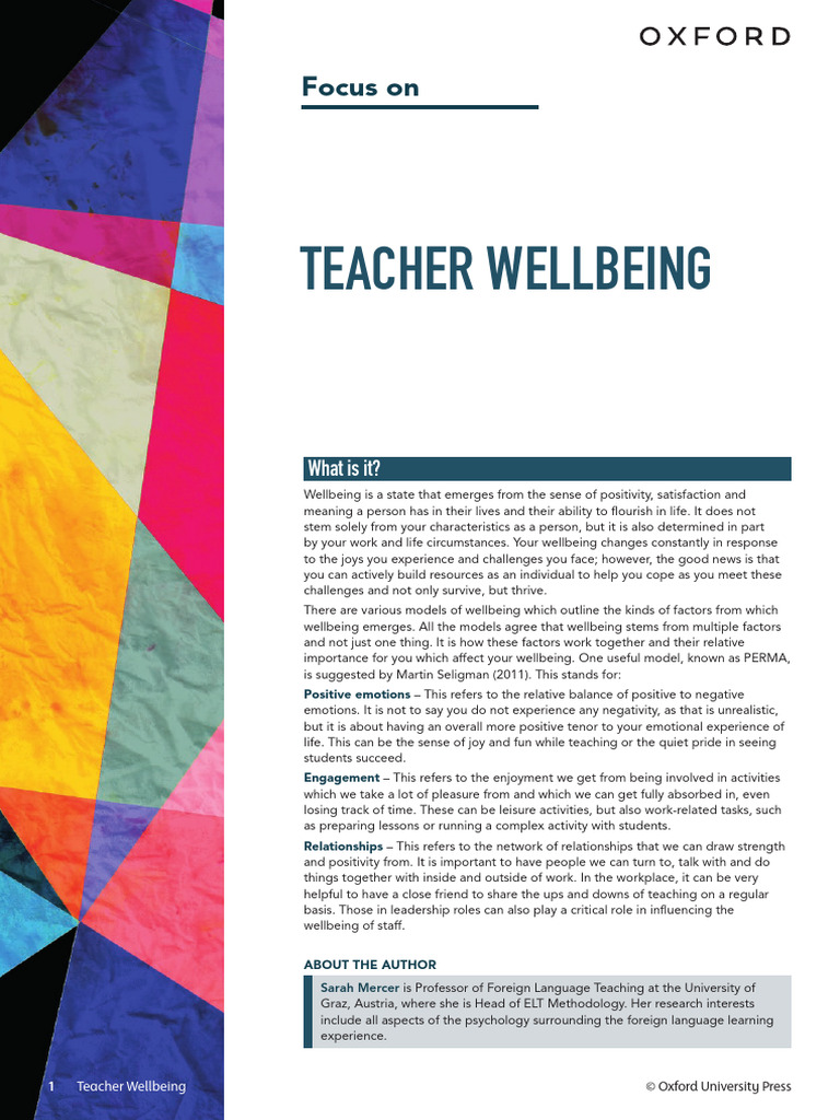 Teacher Wellbeing Focus Paper | PDF | Well Being | Teachers